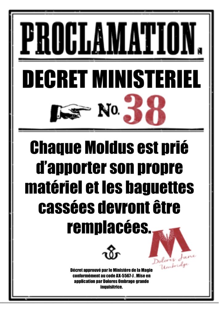 Proclamations Harry Potter à imprimer - La Bande à Baudelaire